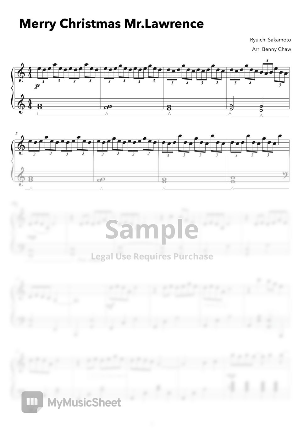 Merry Christmas Mr.Lawrence - Merry Christmas Mr.Lawrence 악보 by Benny Chaw