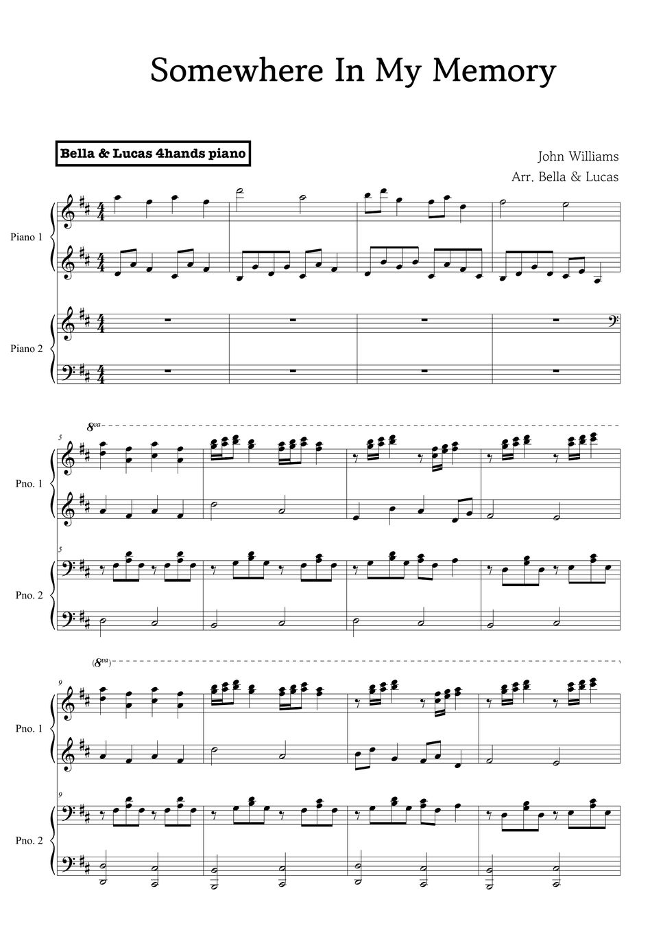 Home Alone OST - Somewhere In My Memory Sheet by BELLA&LUCAS