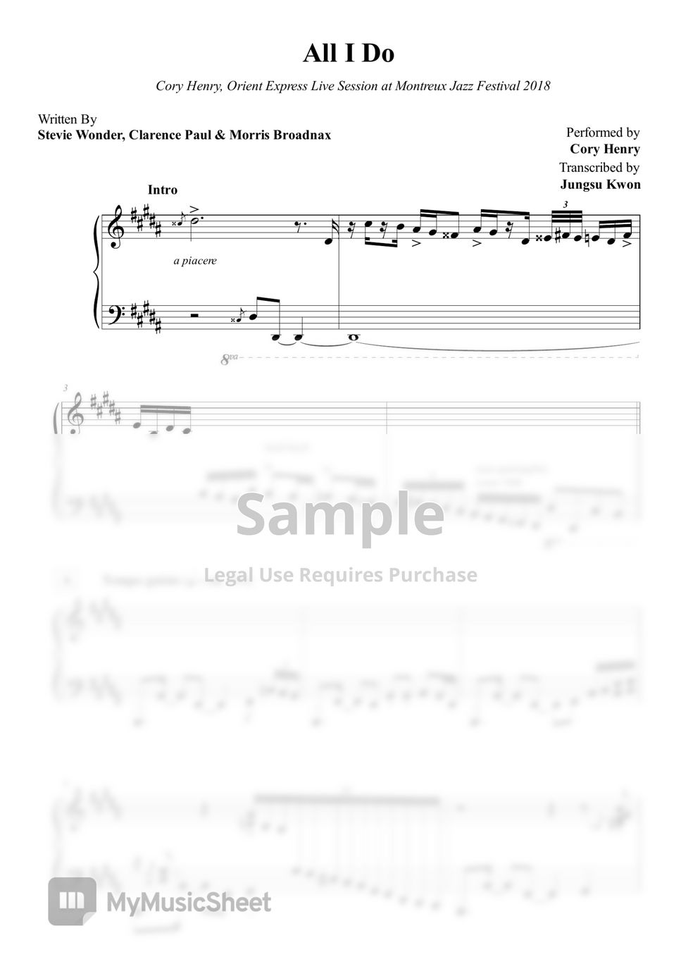 Cory Henry - All I Do (Stevie Wonder) Notenblatt