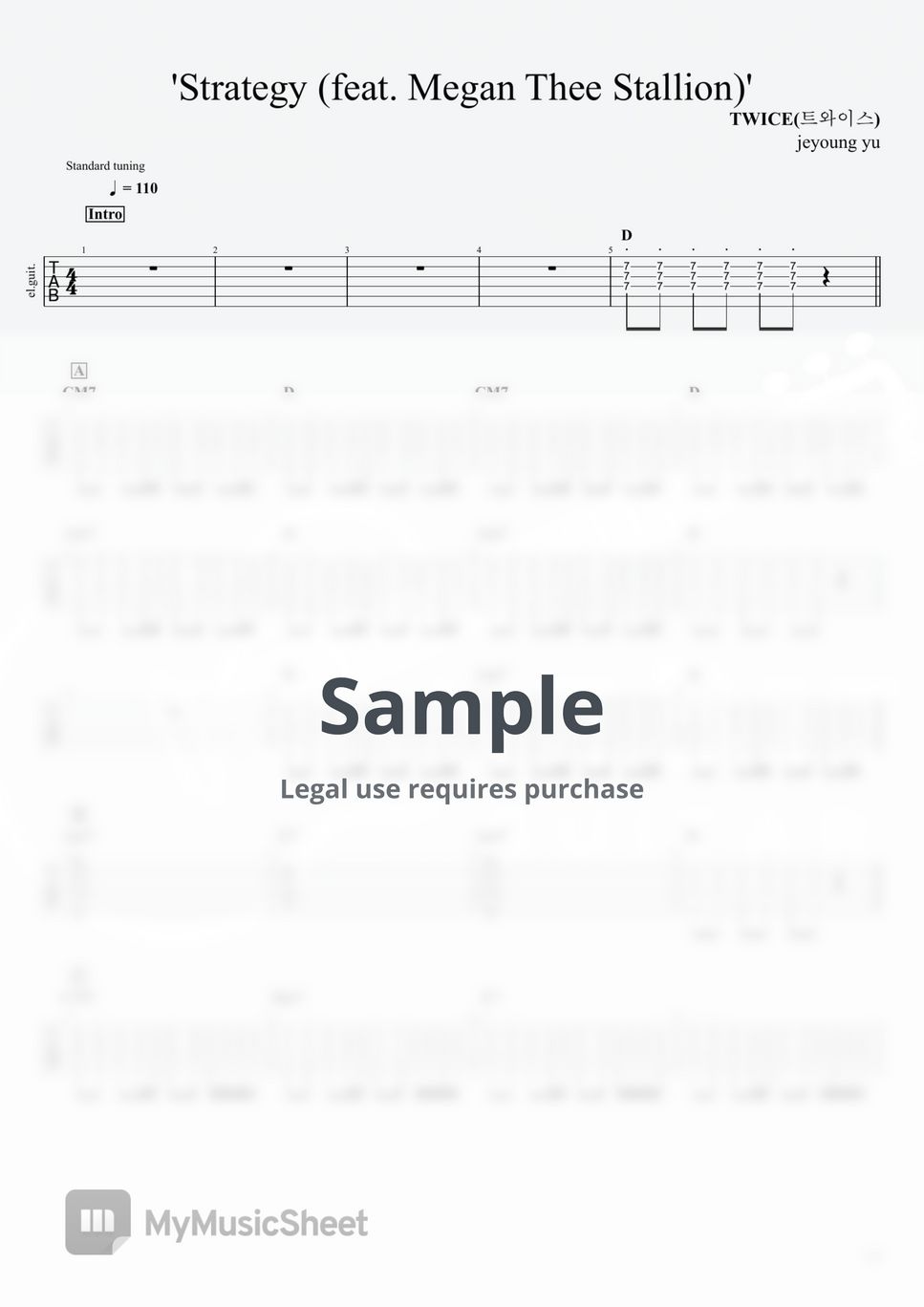 TWICE(트와이스) - “Strategy (feat. Megan Thee Stallion)” (guitar cover) 樂譜 ...