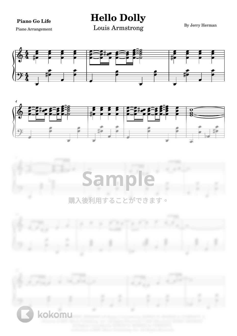 Louis Armstrong - Hello Dolly 楽譜 by Piano Go Life