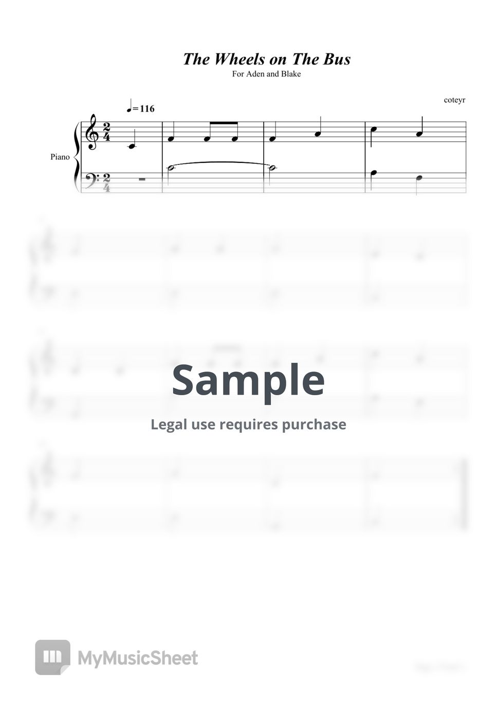 Verna Hills - The Wheels on the Bus (童谣) Sheet Music by dogemusic