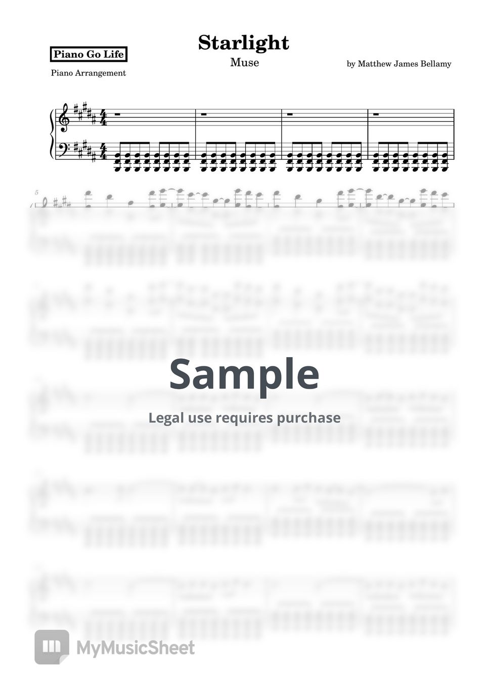 Muse - Starlight Sheet Music by Piano Go Life