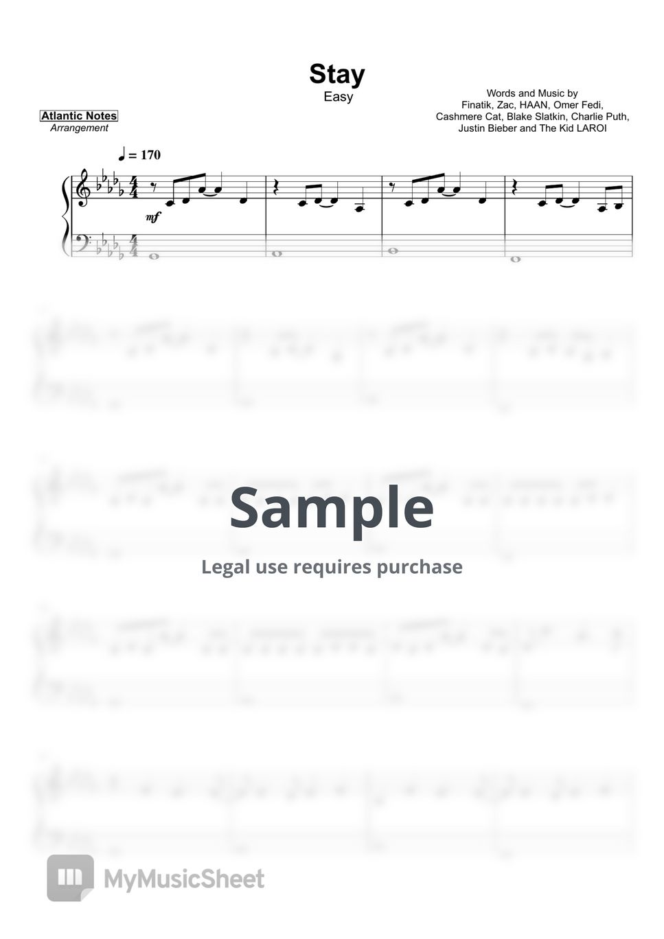 Justin Bieber, The Kid LAROI - Stay Sheets by Atlantic Notes