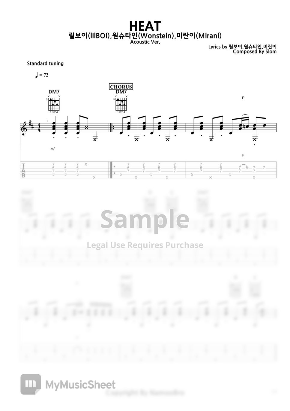릴보이(lIlBOI),원슈타인(Wonstein),미란이(Mirani) - HEAT 악보 by Namoobro