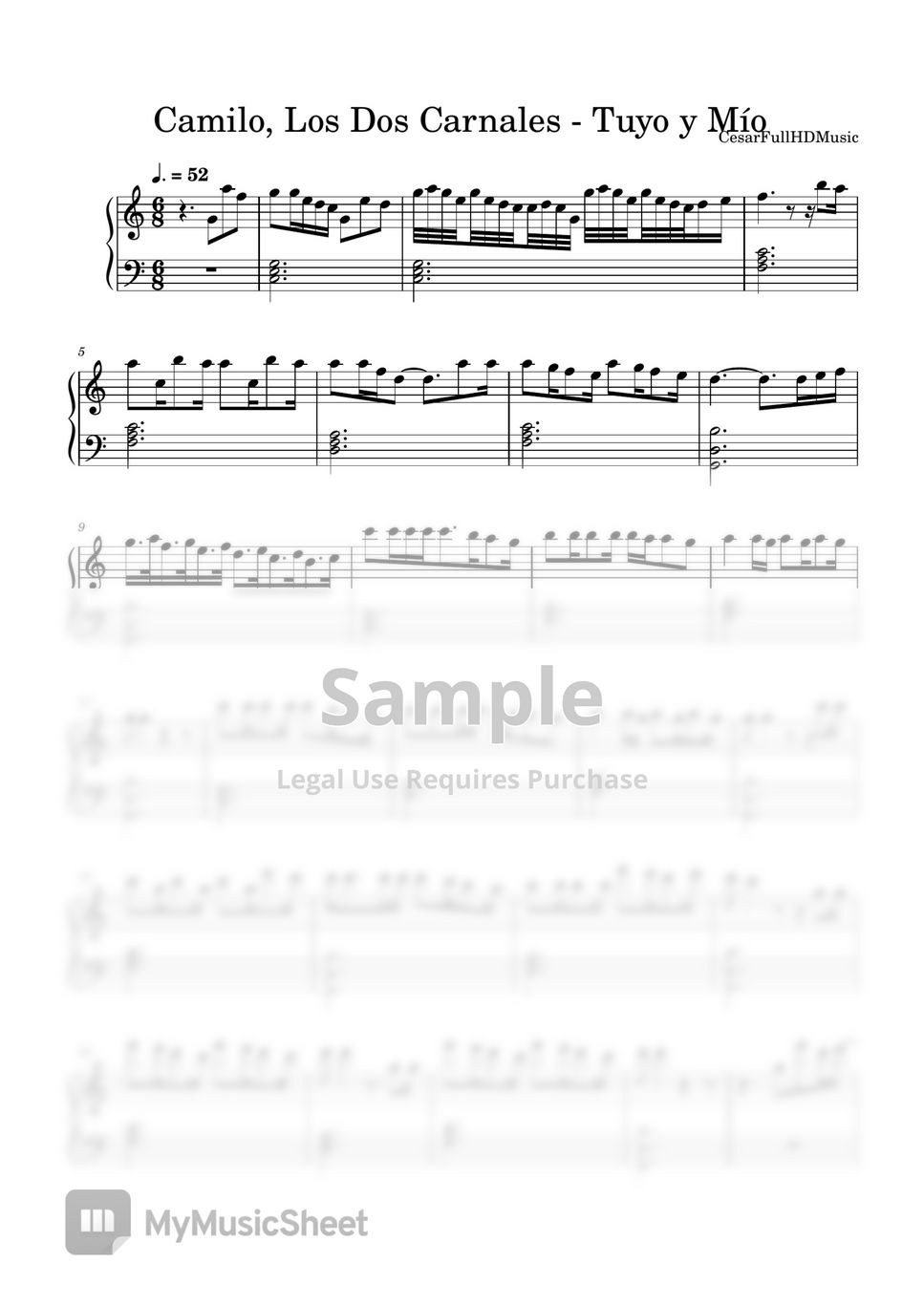 Camilo & Los Dos Carnales - Tuyo y mío Sheet Music