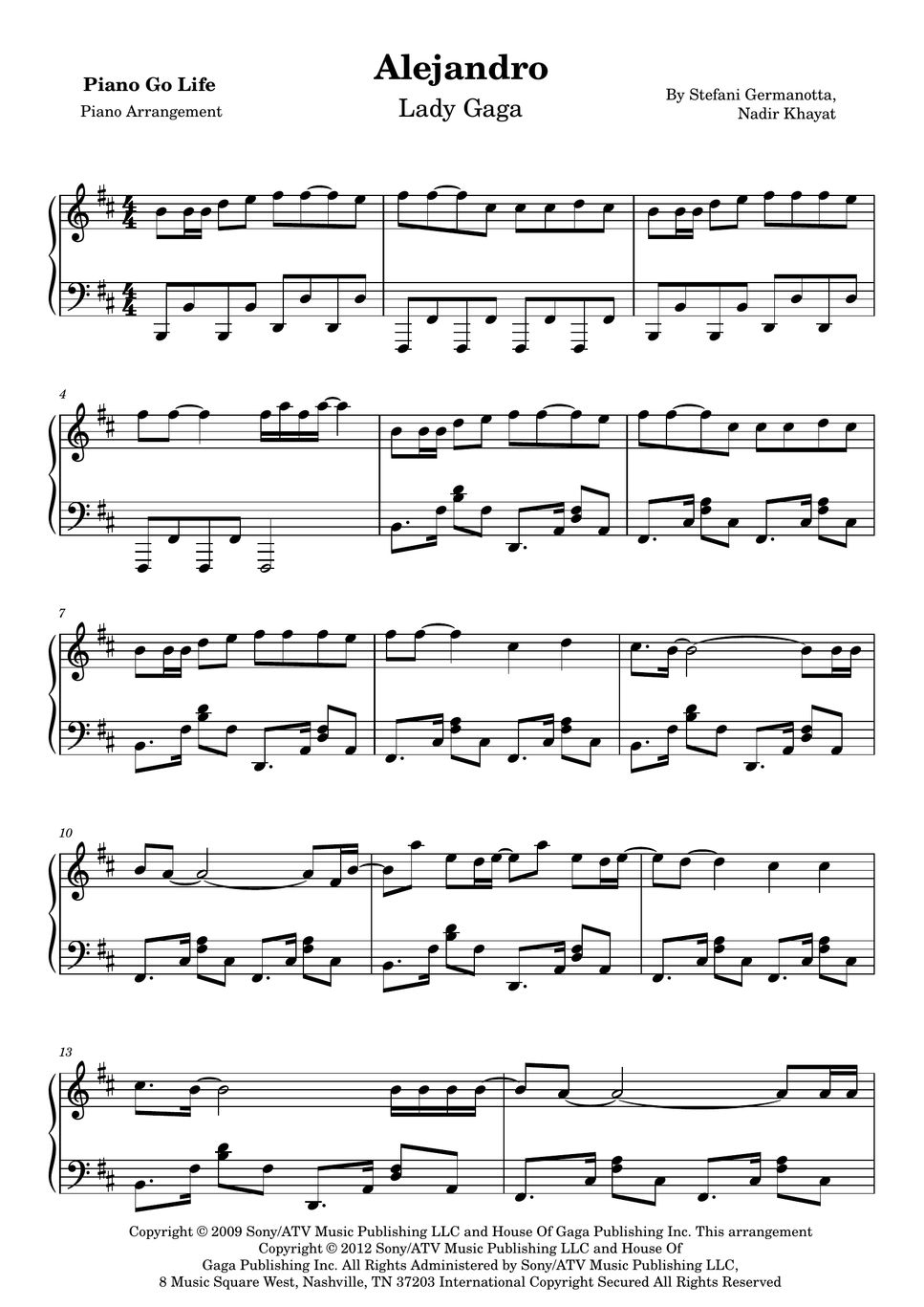 Lady Gaga - Alejandro 楽譜 by Piano Go Life