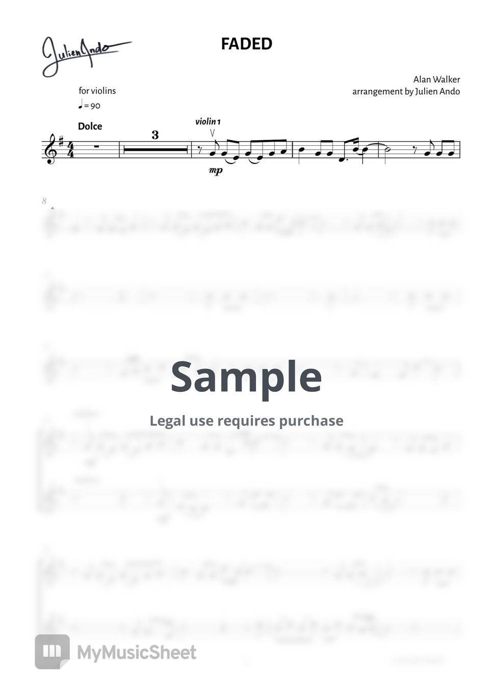 Alan Walker - Faded Sheet Music by Julien Ando