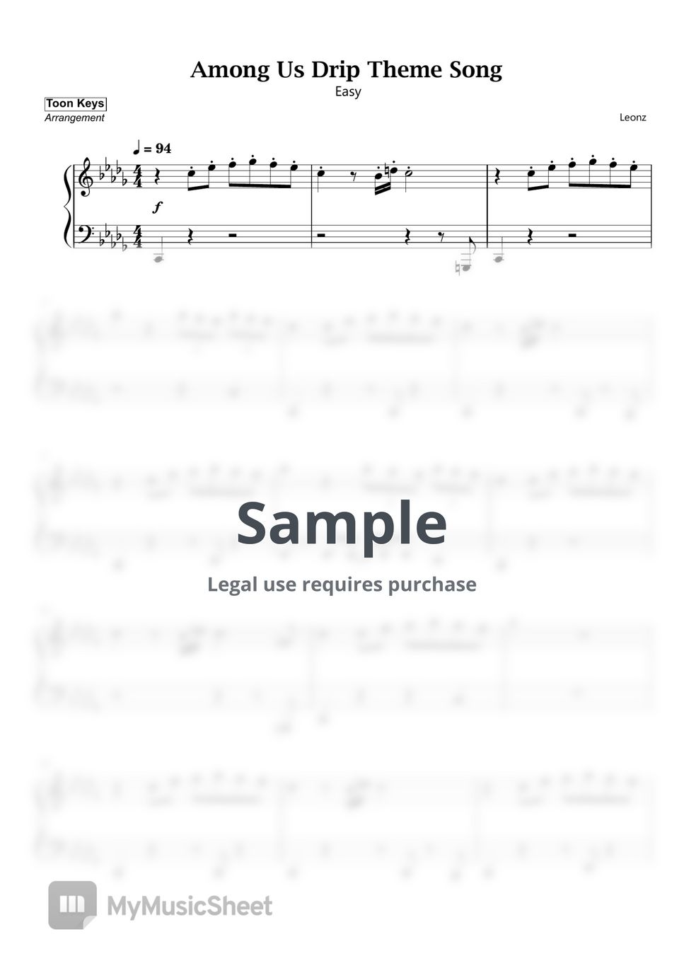 Leonz - Among Us Drip Theme Song 악보 by Toon Keys