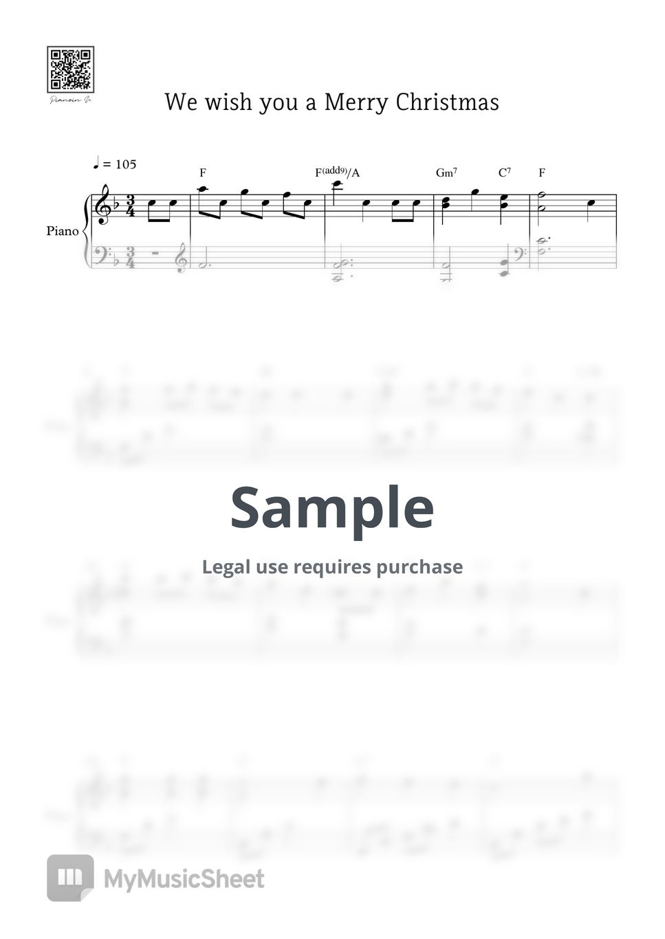 Christmas Carol - We wish you a Merry Christmas 악보 by PIANOiNU