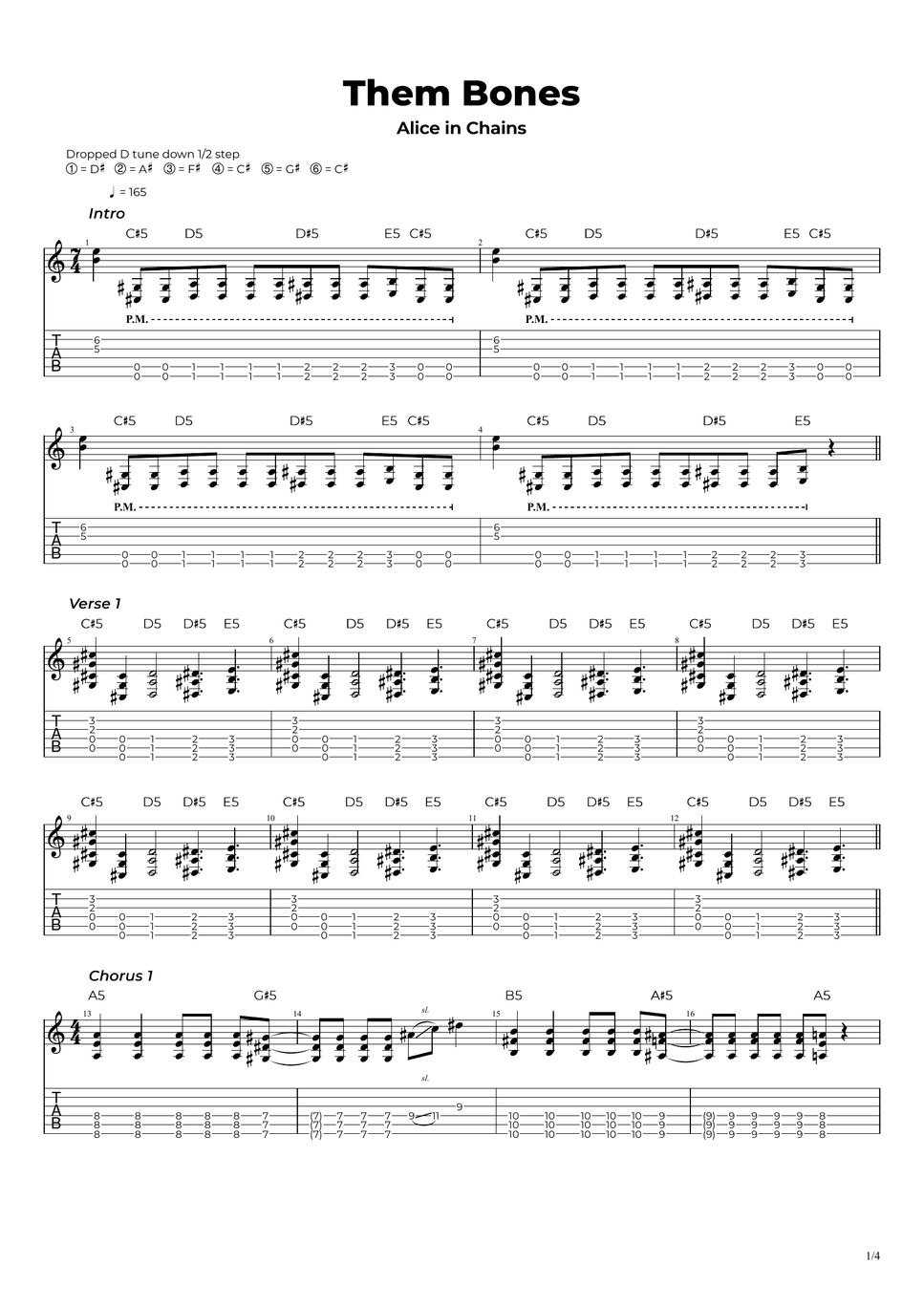 Alice in Chains - Them Bones Sheets by Nikola Gugoski