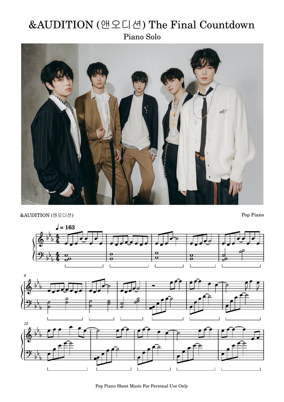 &AUDITION (앤오디션) - The Final Countdown Sheets by Pop Piano