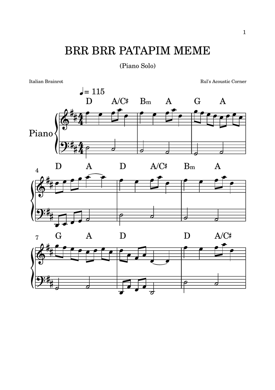 Italian Brainrot - Brr Brr Patapim Meme (Instrumental Piano Solo Notes ...