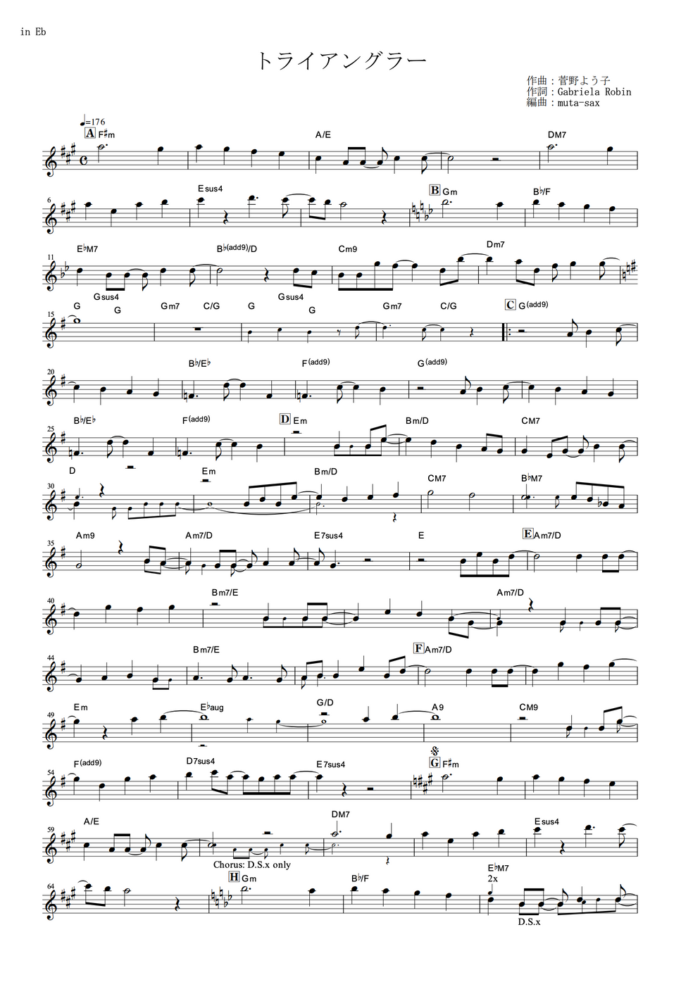 Macross Frontier - Triangler (in Eb) by Maaya Sakamoto Лист