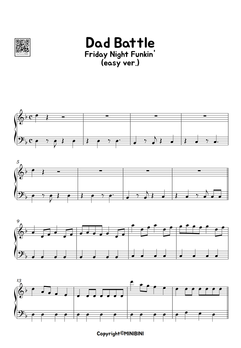 Friday Night Funkin' - Dad Battle (Easy Ver.) by MINIBINI楽譜