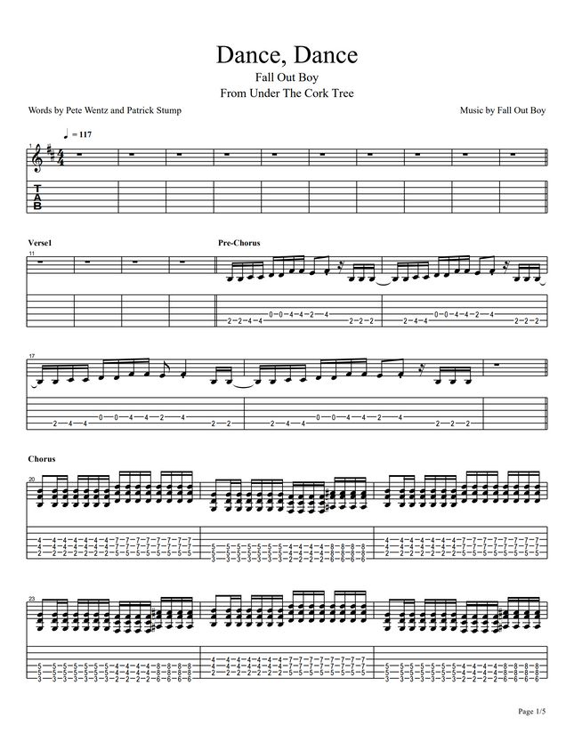 Fall Out Boy - Dance Dance by Munk Sheet Music