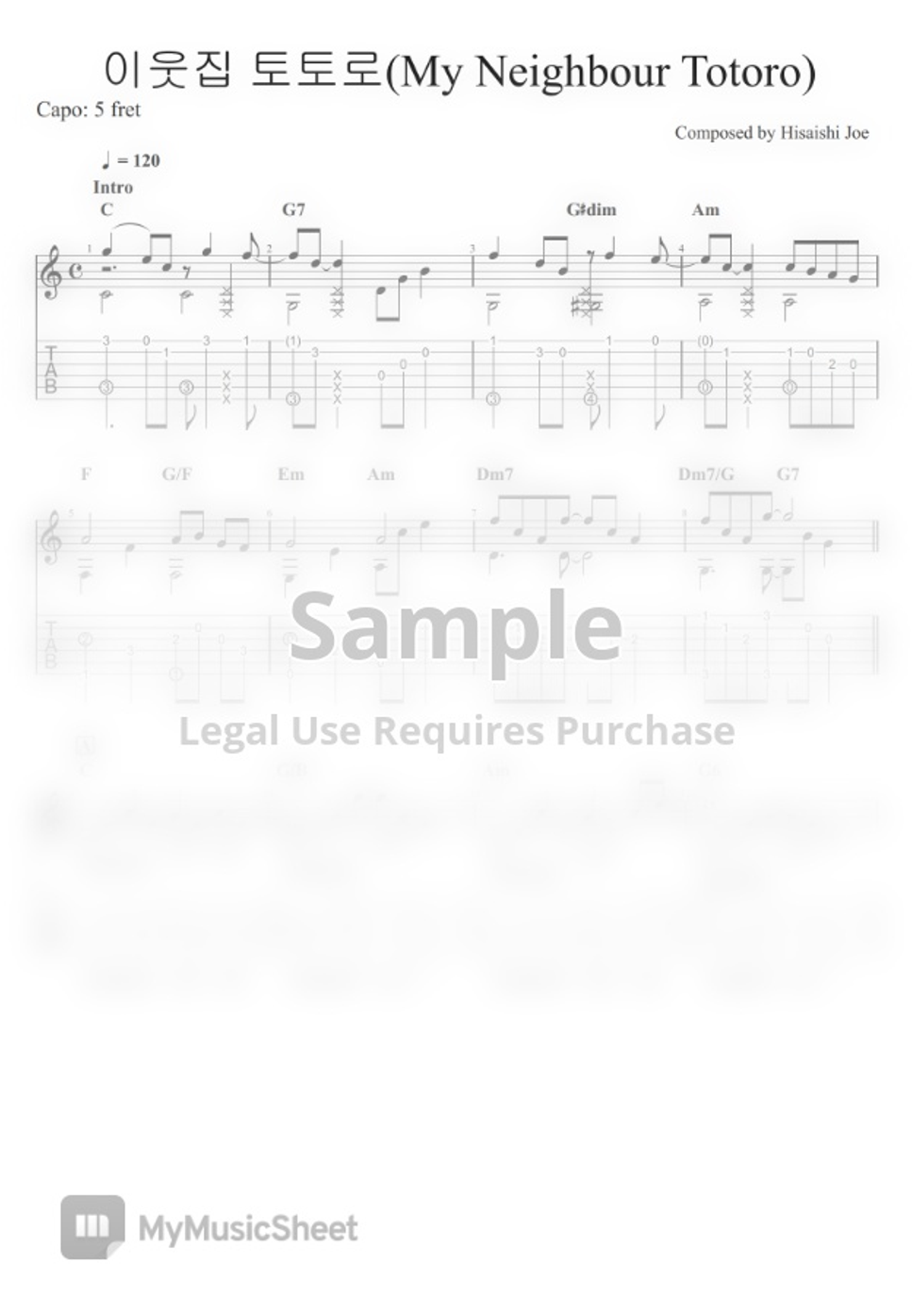 Hisaishi Joe - 이웃집 토토로 (My Neighbour Totoro) (guitar solo) by Jihoon ...