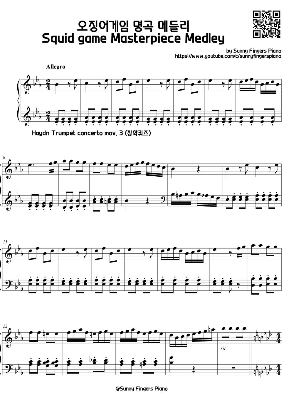 Squid game OST/BGM - Masterpiece medley that anyone who hears knows Partitura by Sunny Fingers Piano