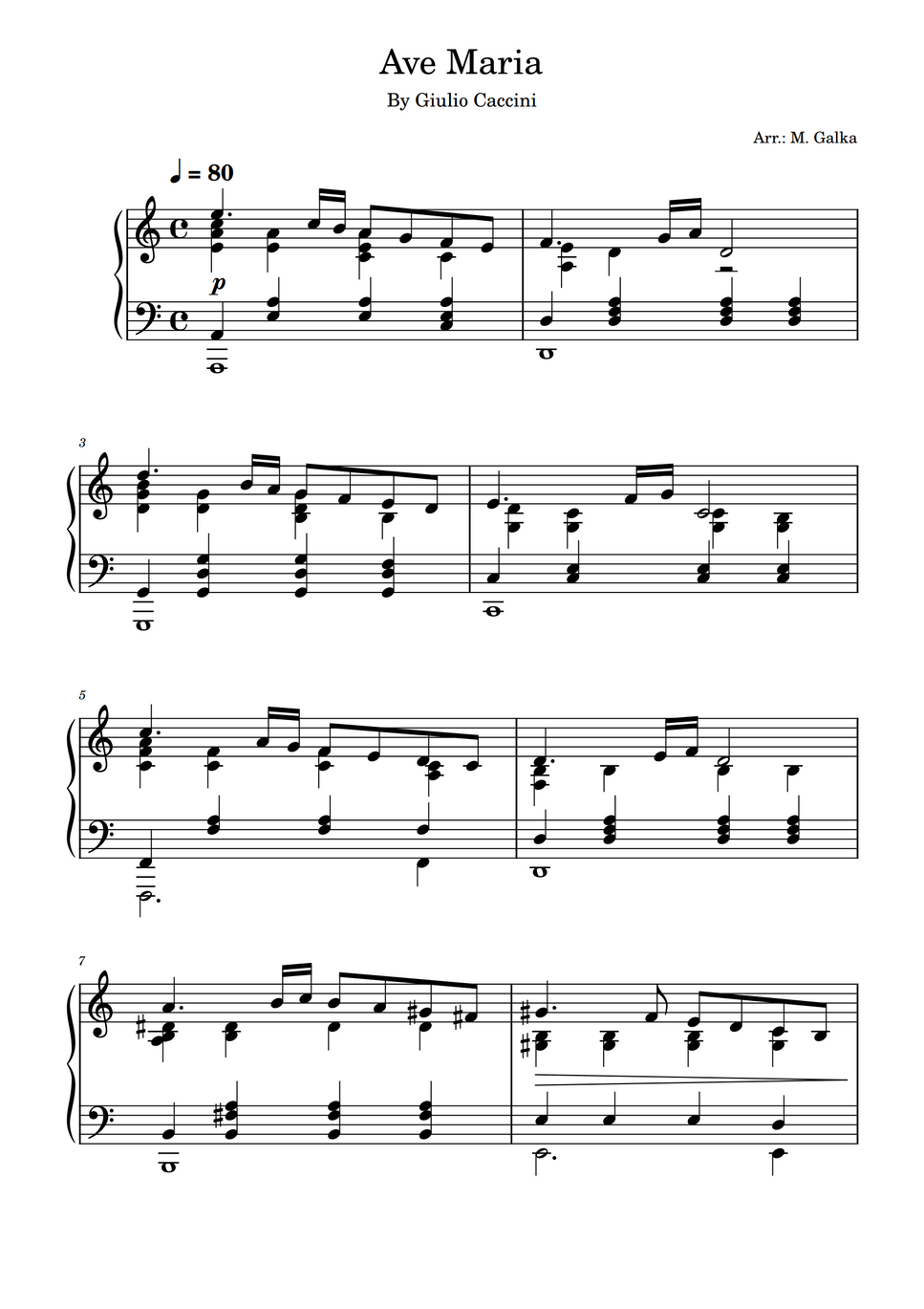 Giulio Caccini - Ave Maria by M. Galka Sheet