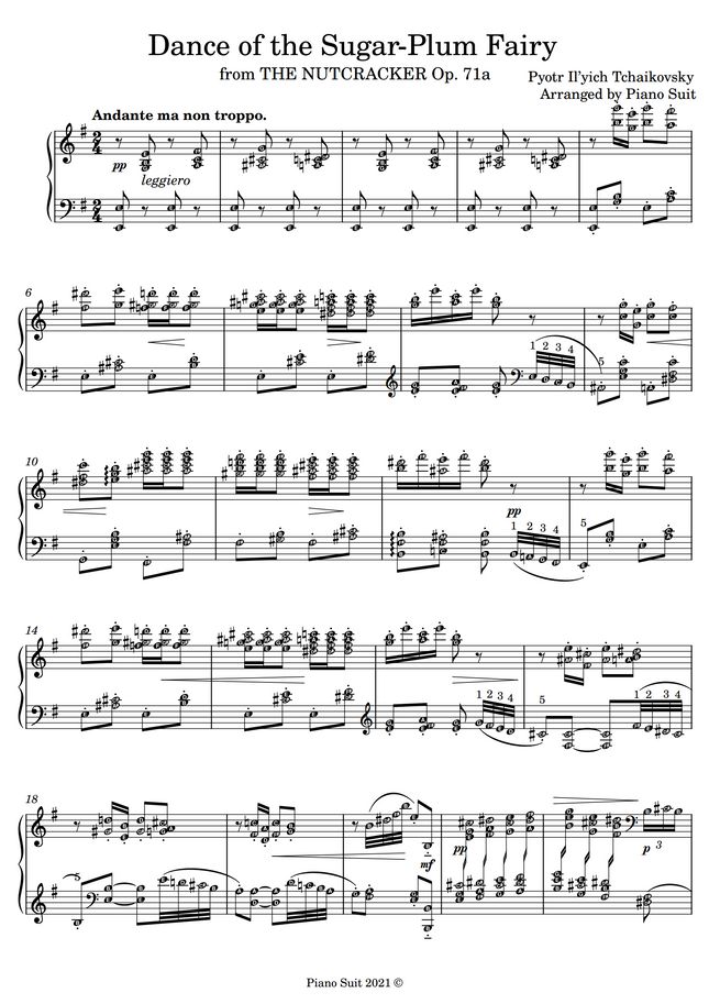 Pyotr Ilyich Tchaikovsky - Dance of the Sugar-Plum Fairy by Piano Suit ...