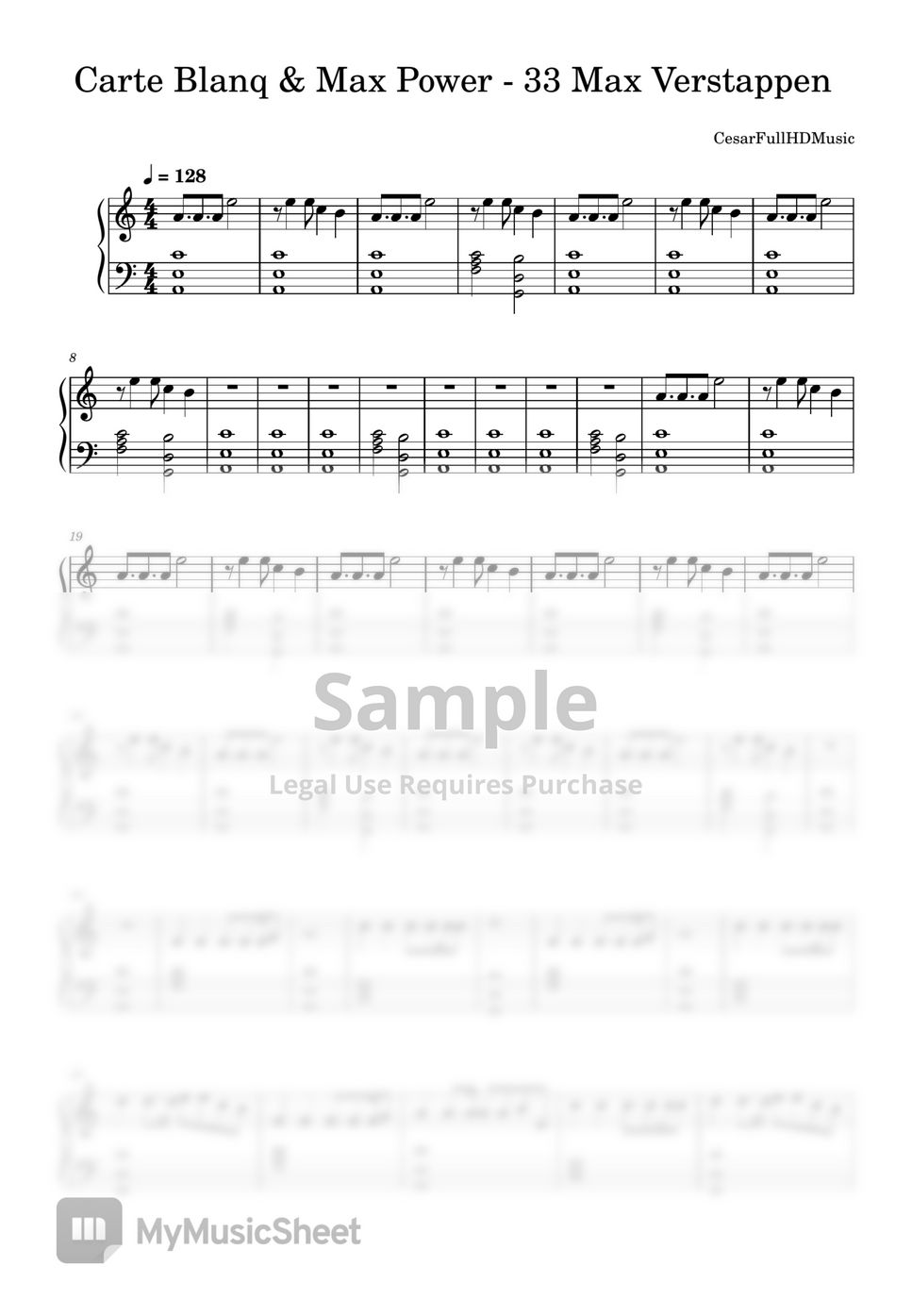 Carte Blanq & Max Power - 33 Max Verstappen Sheet