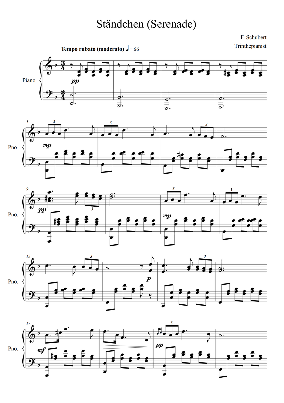 F. Schubert - Serenade(Standchen) by Trinthepianist Sheet