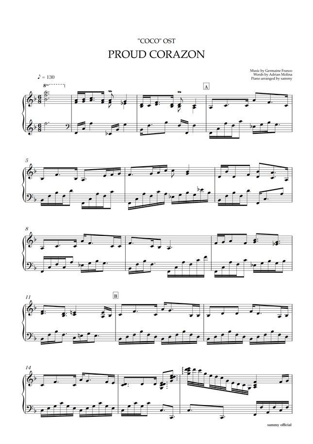 COCO - Proud Corazon (Disney) by sammy Sheet Music