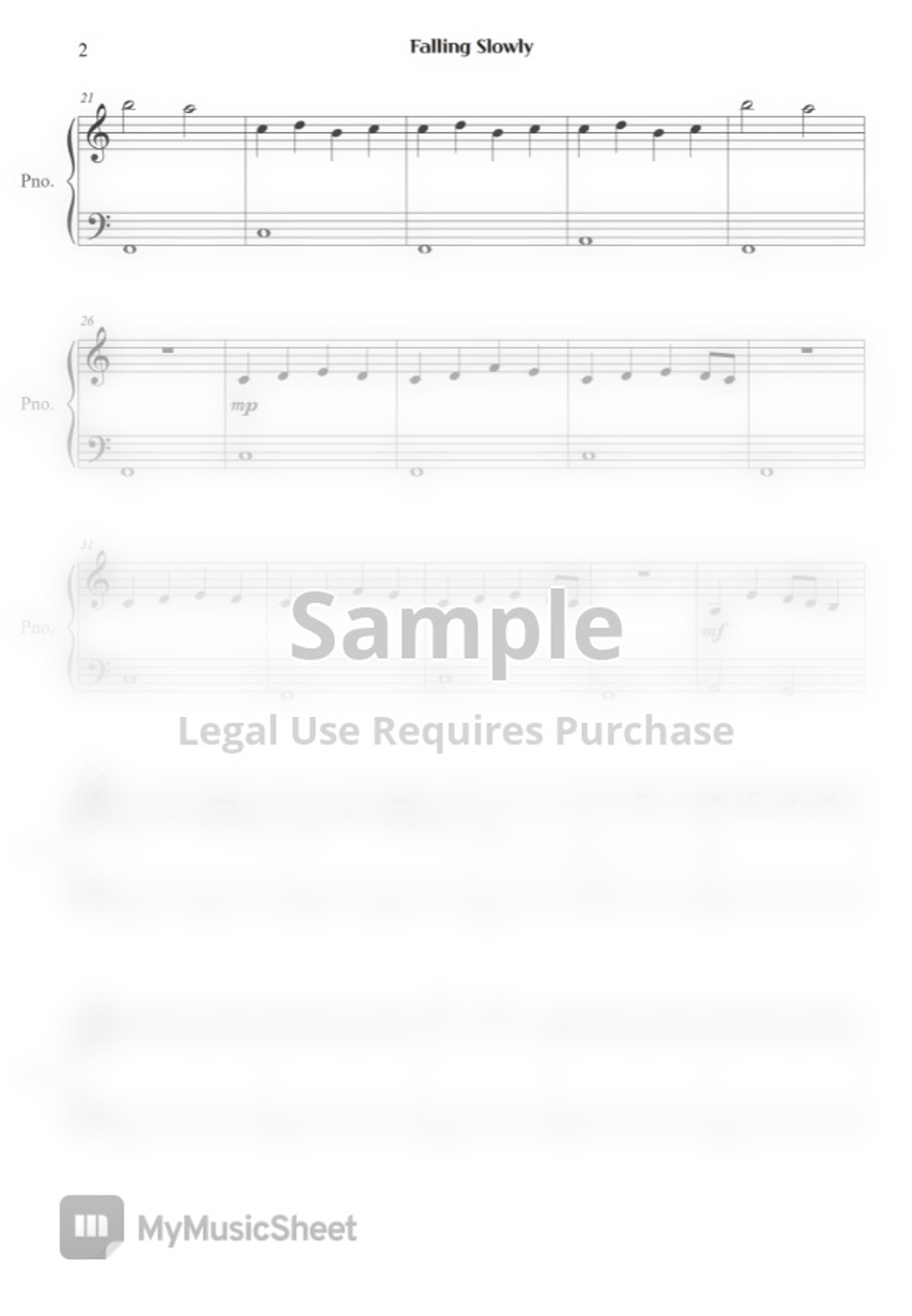 Once - Falling Slowly 樂譜 by Right Now Piano