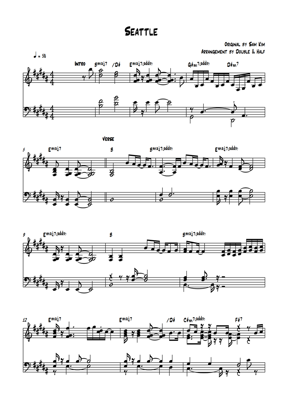 Sam Kim 샘김 - Seattle 시애틀 by Double and Half 더블앤하프 Spartito