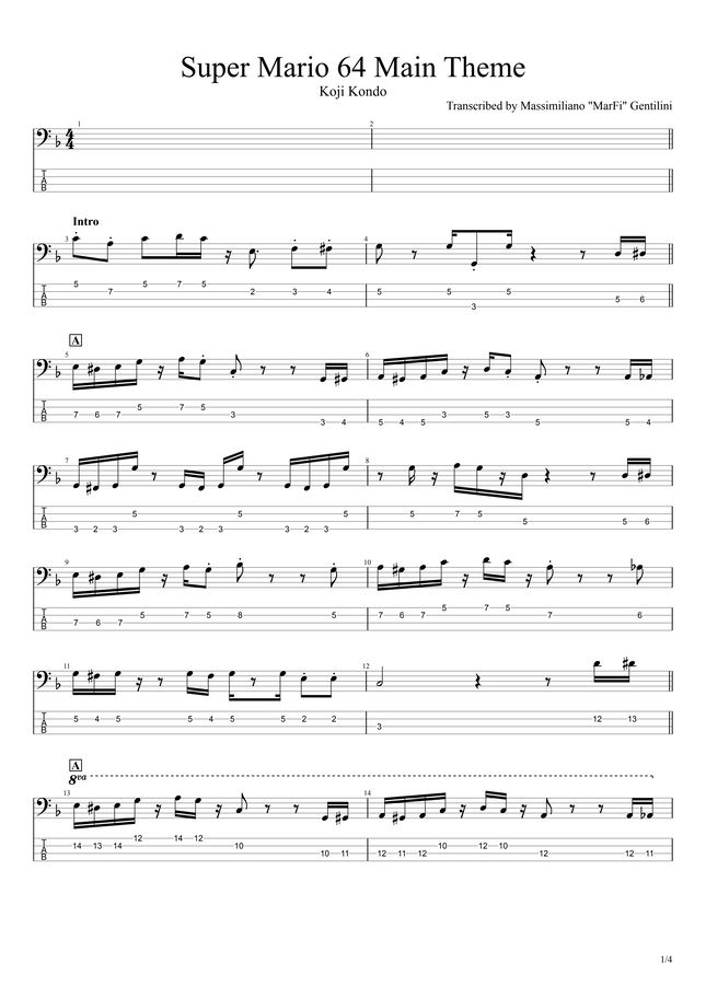 Koji Kondo - Super Mario 64 main theme by Massimiliano Gentilini Sheet ...