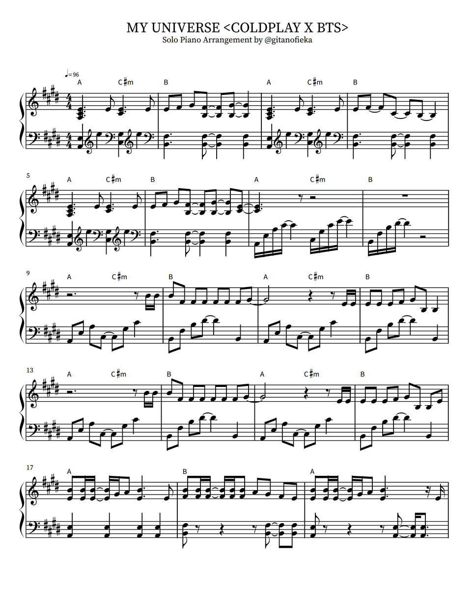 Coldplay & BTS - My Universe Partition musicale