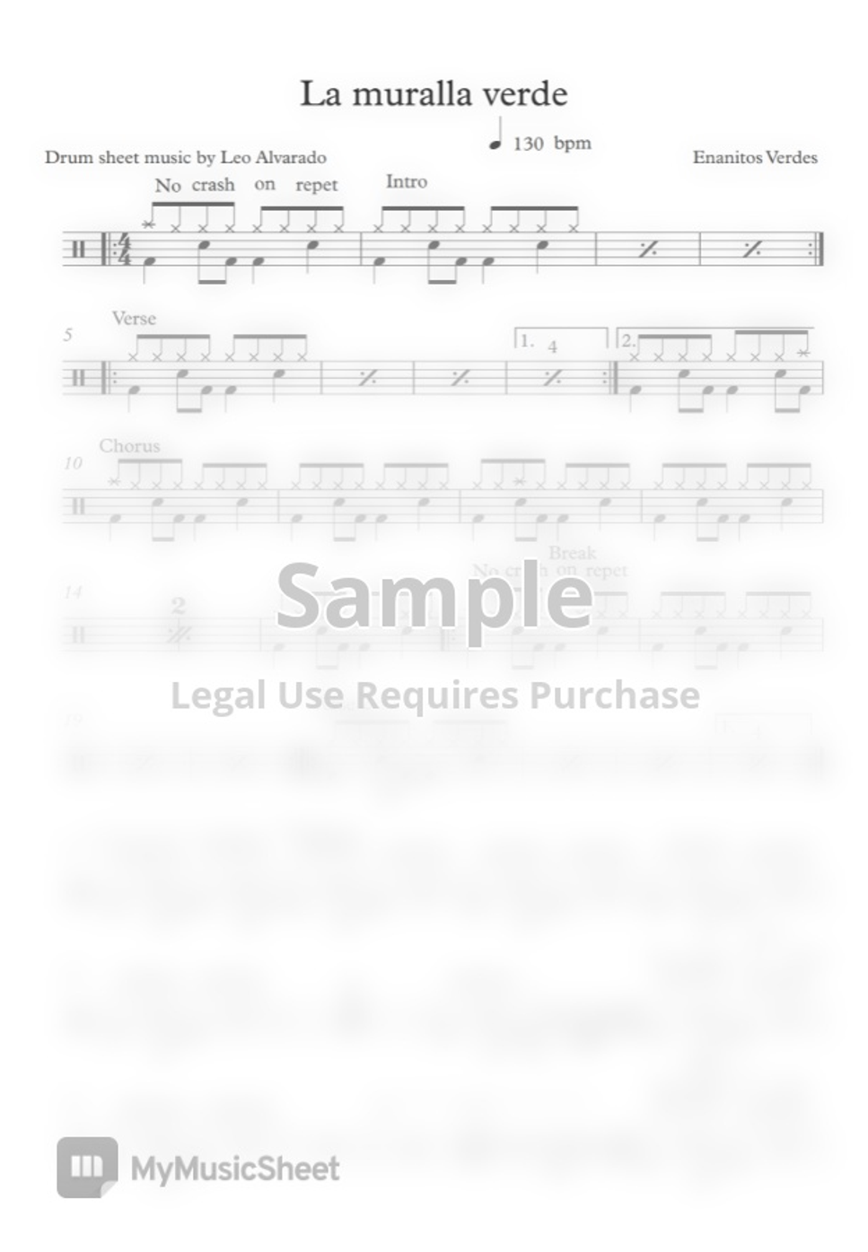 Enanitos Verdes - La muralla verde 曲谱 by Drums By Leo Alvarado