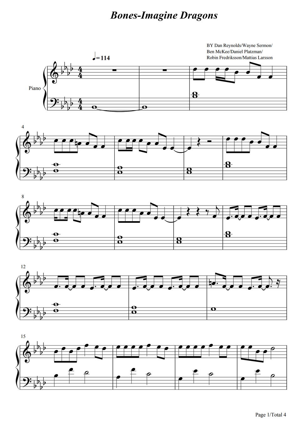 Dan Reynolds/Wayne Sermon/Ben McKee/Daniel Platzman/Robin Fredriksson ...