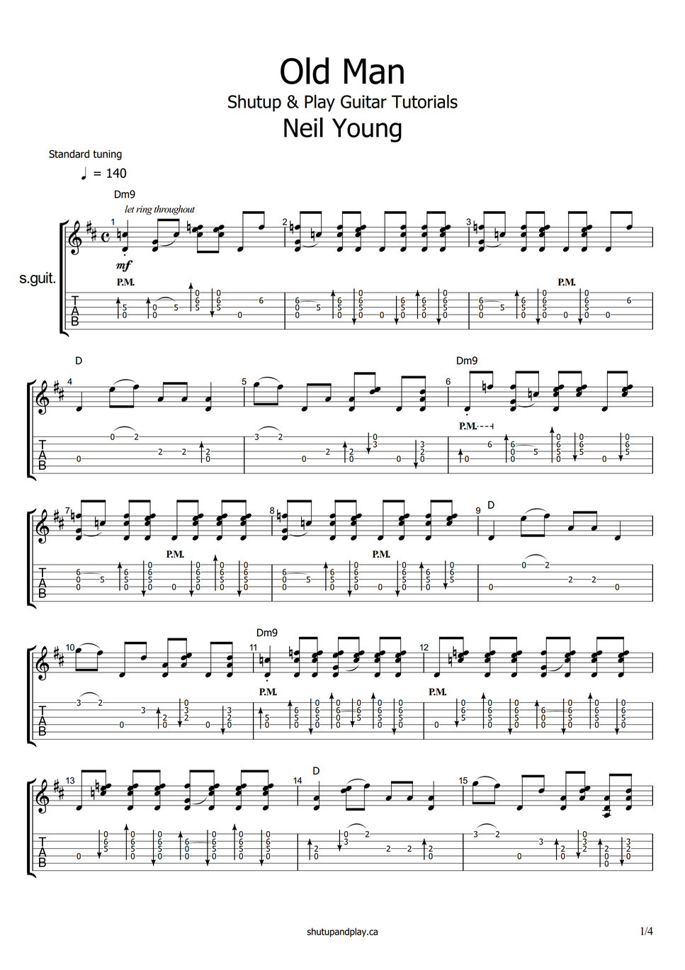 Old Man Neil Young Guitar Chord Chart With Images