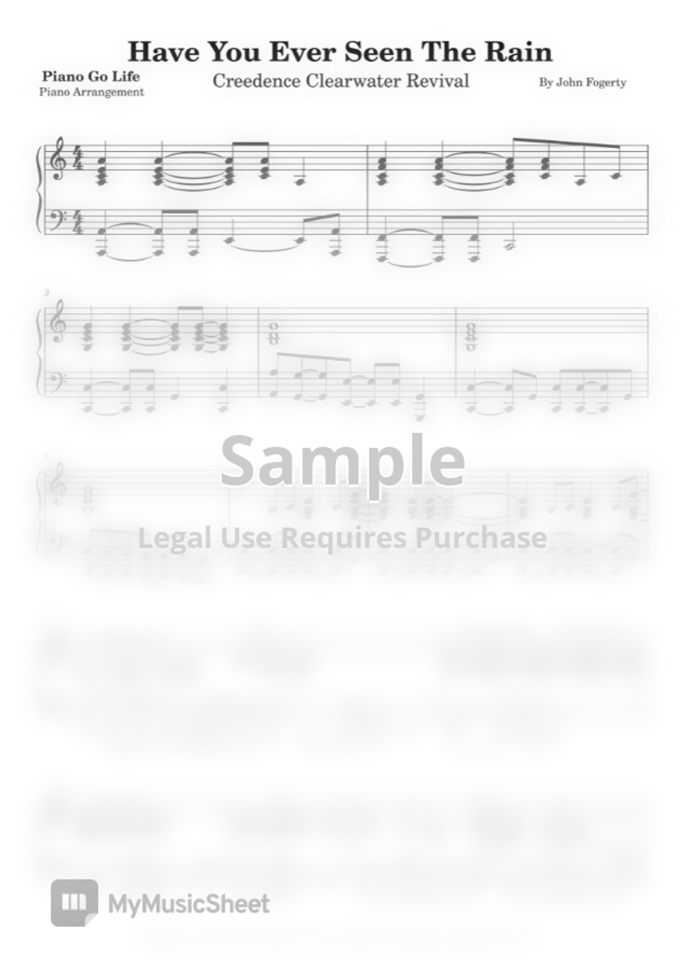 Creedence Clearwater Revival - Have You Ever Seen The Rain by Piano Go Life Nuty