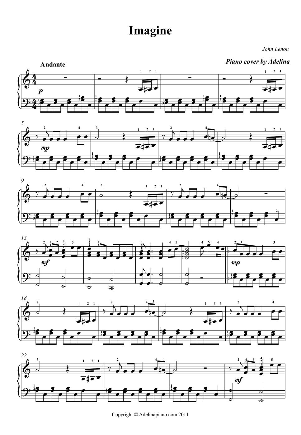 John Lennon - Imagine Nuty by Adelina Piano