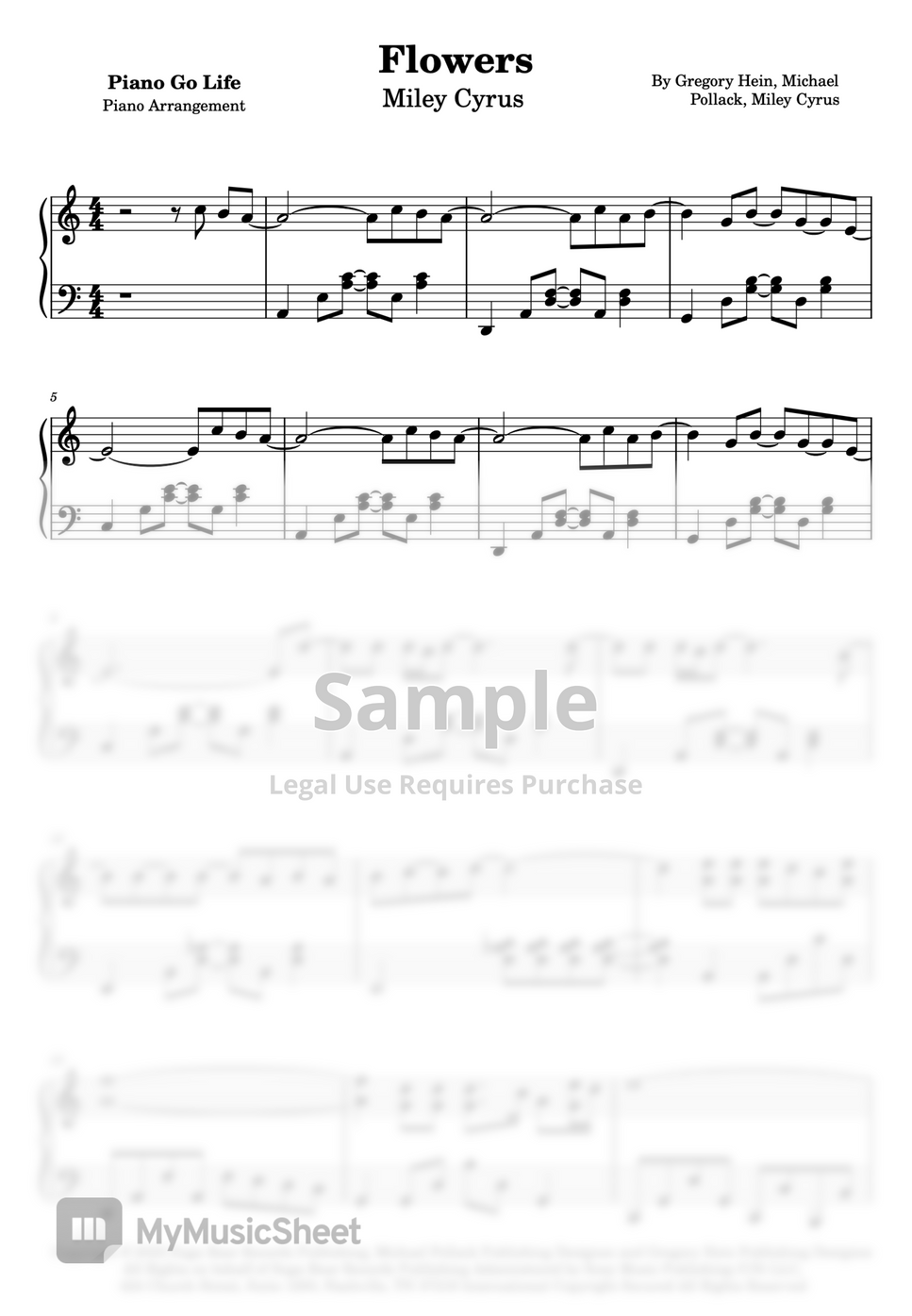Miley Cyrus - Flowers แผ่น by Piano Go Life