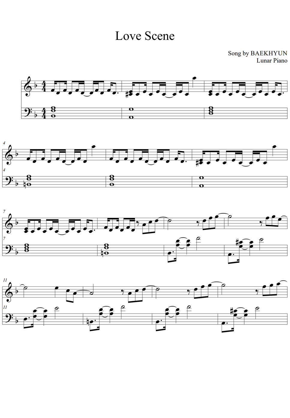 BAEKHYUN - Love Scene by Lunar Piano Notenblatt