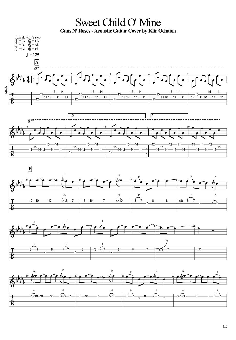 Guns N' Roses - Sweet Child O' Mine - Acoustic (Kfir Ochaion) 标签 by Kfir Ochaion