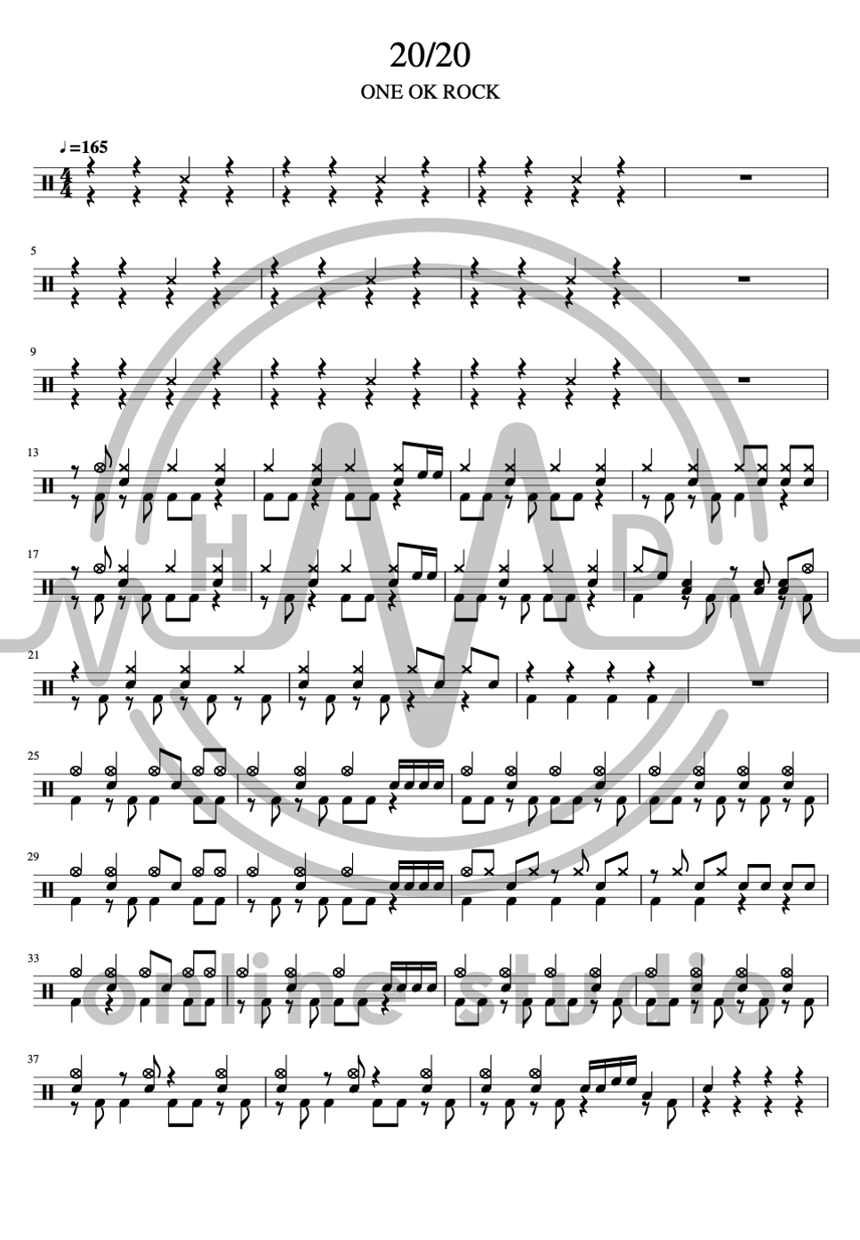 ONE OK ROCK - 20/20 Partitura by HMD online studio