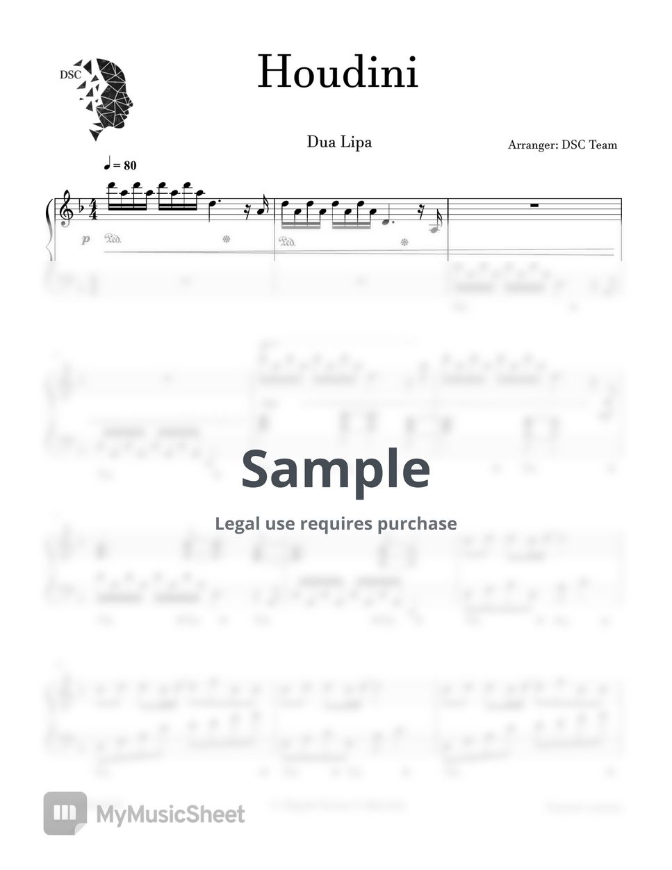 Dua Lipa - Houdini Sheets by Digital Scores Collection