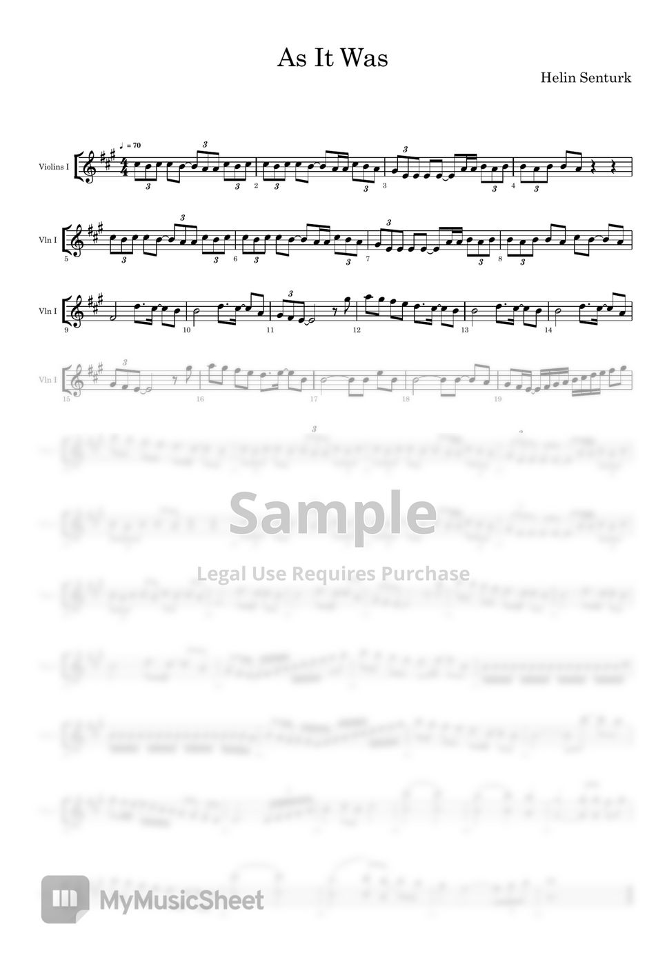 Harry Styles - As It Was 악보 by Helin Şentürk