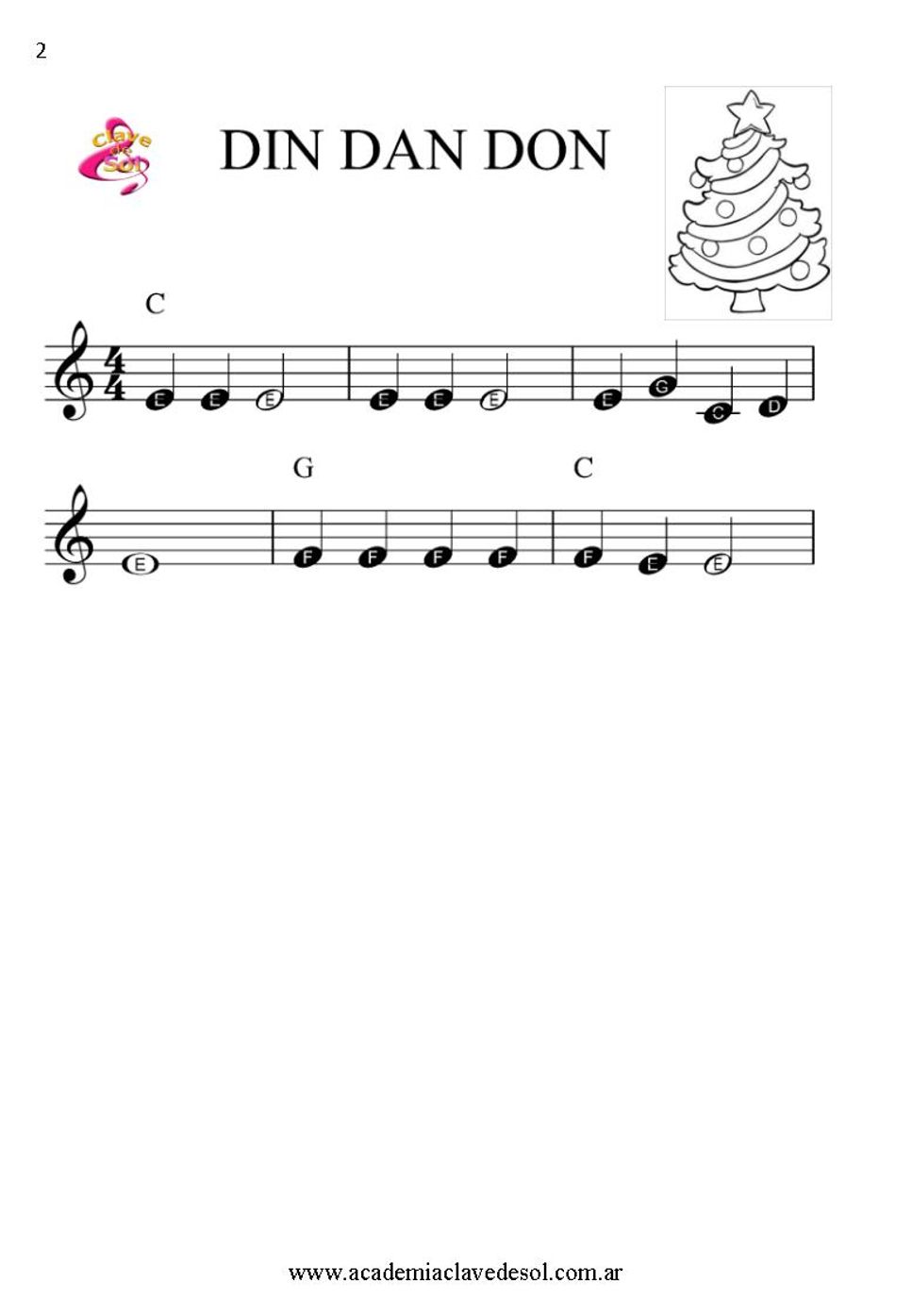 DIN DAN DON (Navideño con letras en las notas) Sheet Music | Laura Schoua