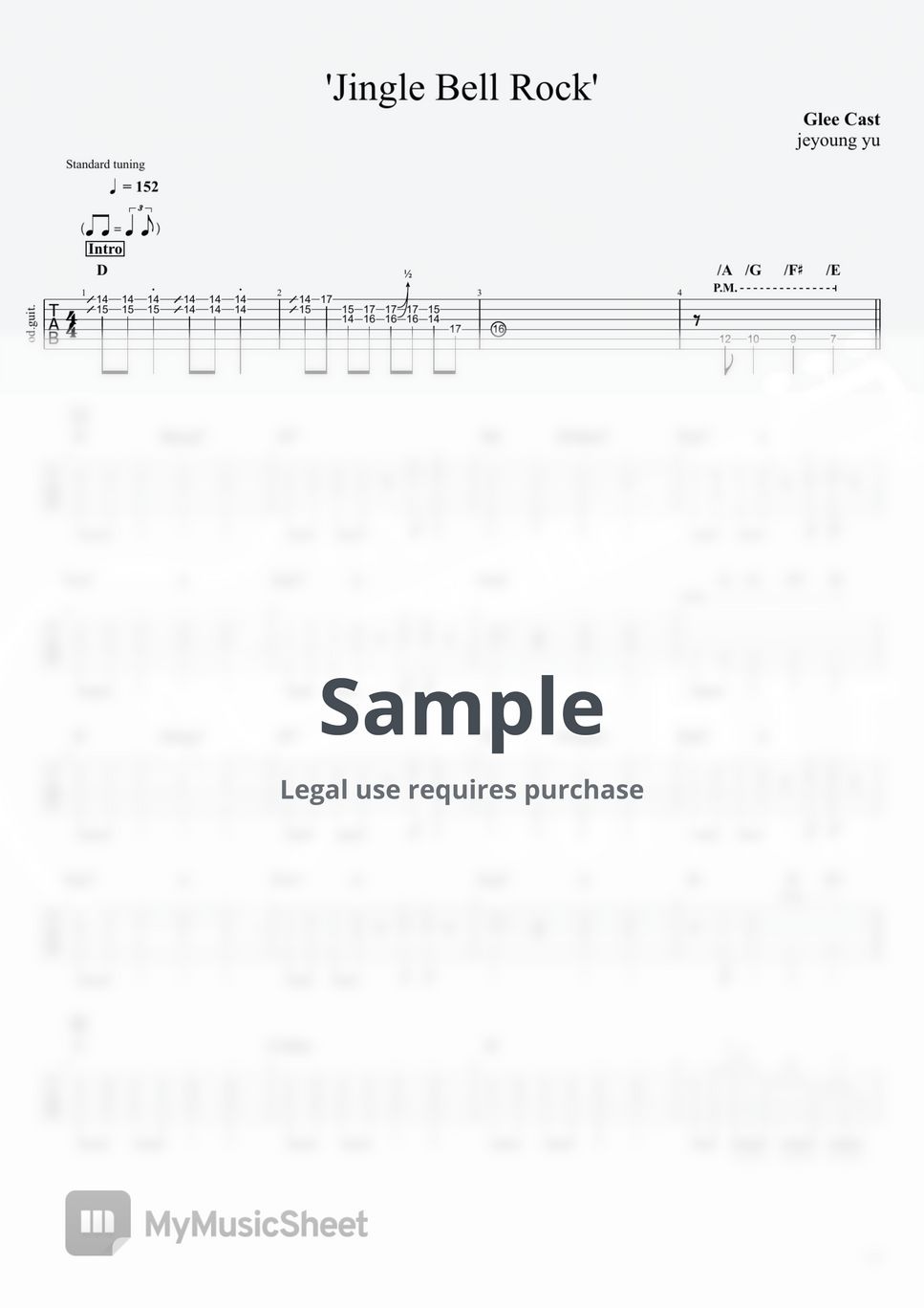 Glee Cast - Jingle Bell Rock’ (guitar cover) Sheets by jeyoung yu