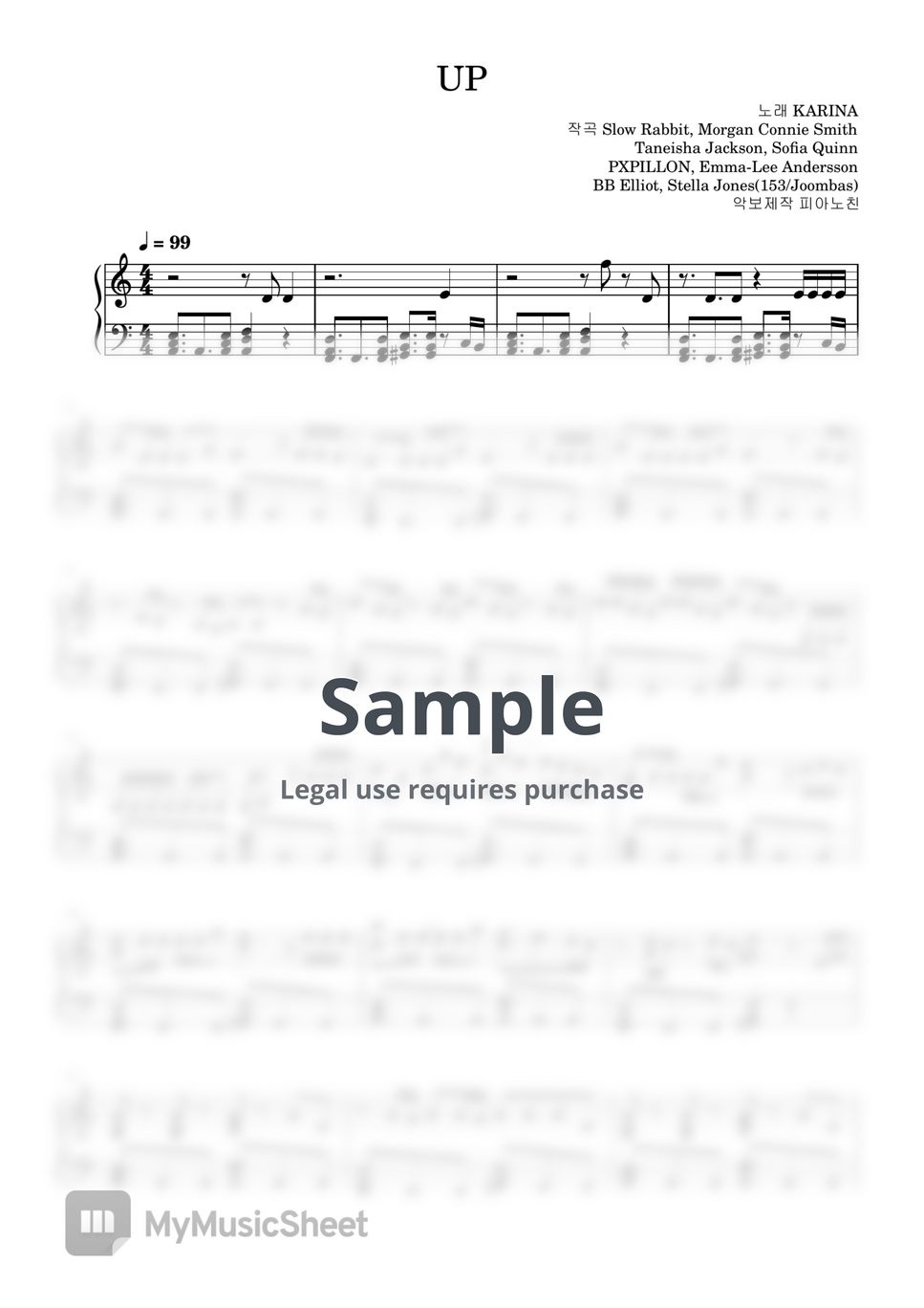 KARINA - UP (C key) Sheets by 피아노친당