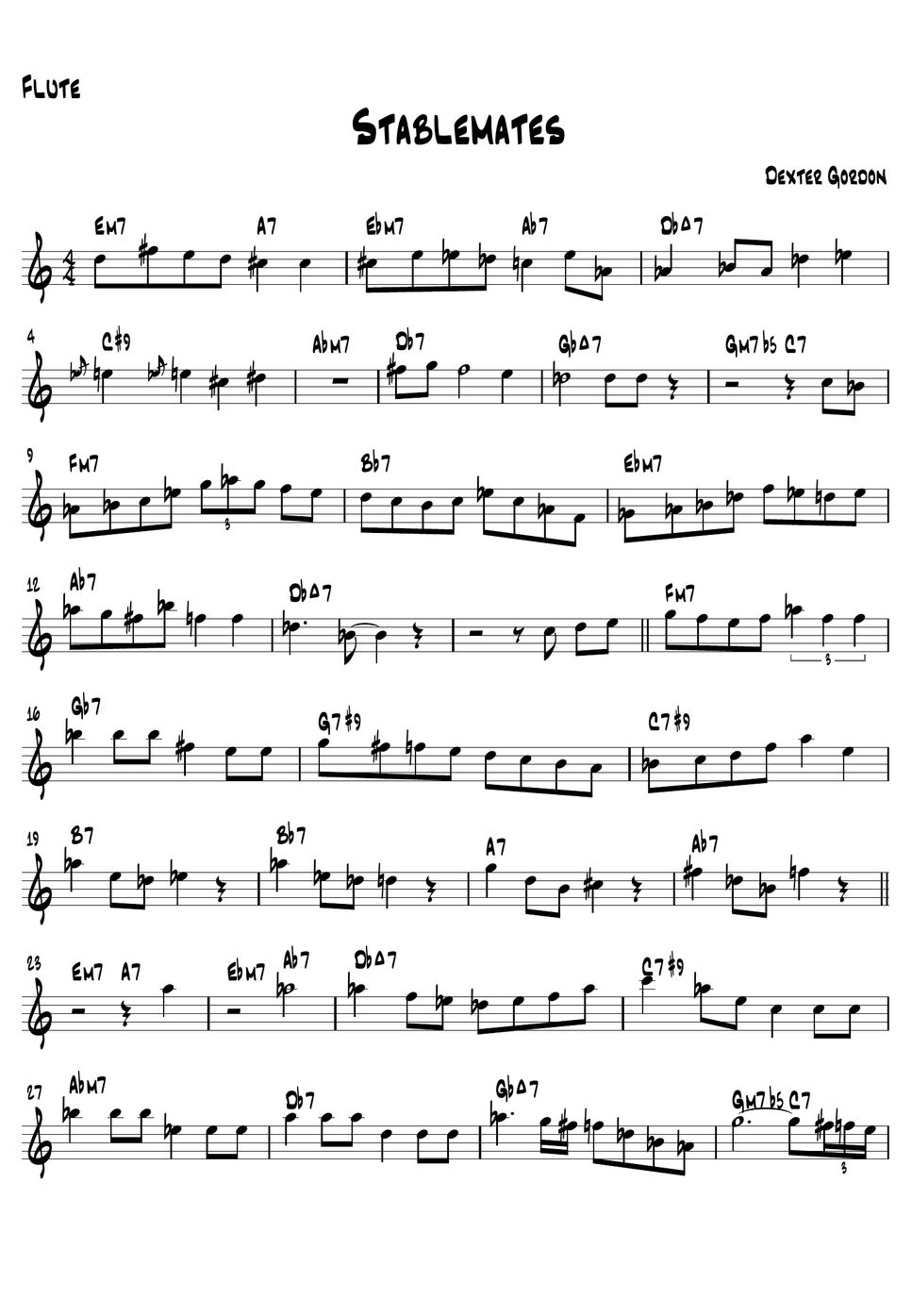 Dexter Gordon - Stablemates (Transcription) Sheet by Eunmi Kim