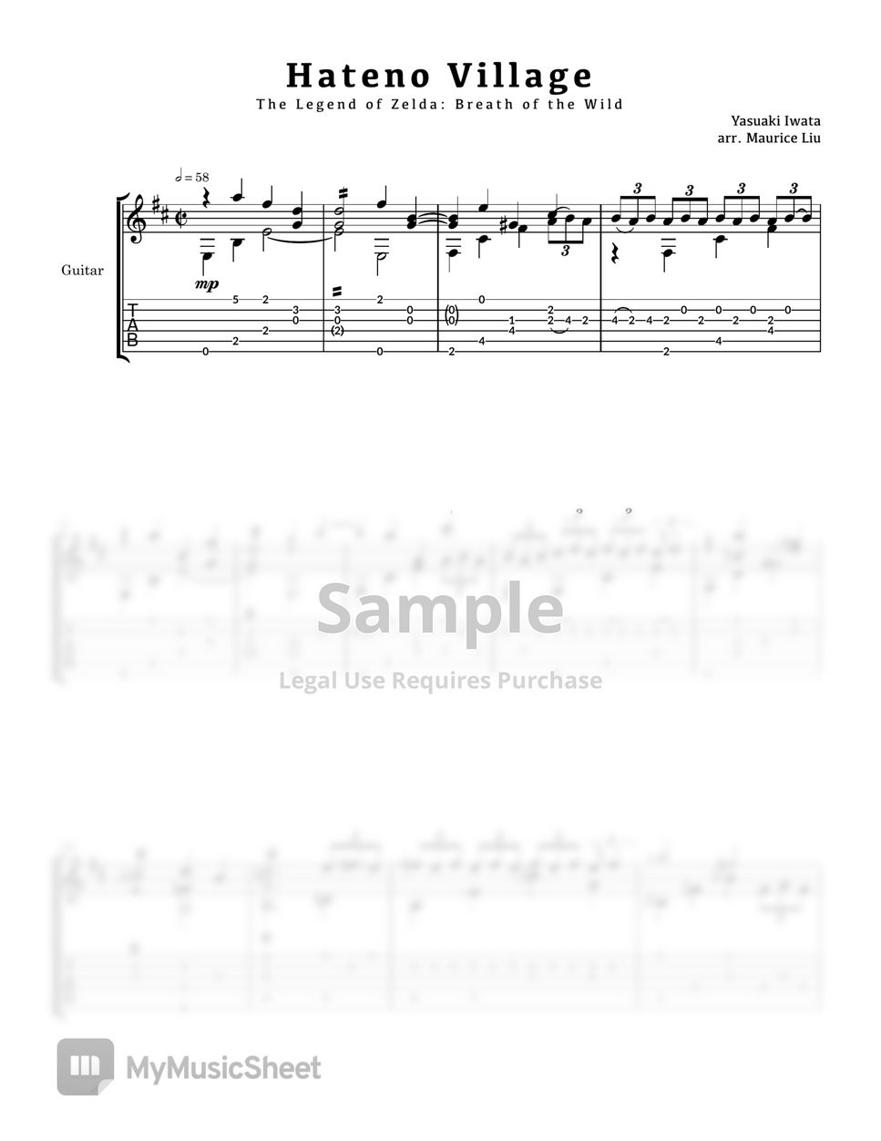 Yasuaki Iwata - Hateno Village (The Legend of Zelda: Breath of the Wild) Sheets by Maurice Liu