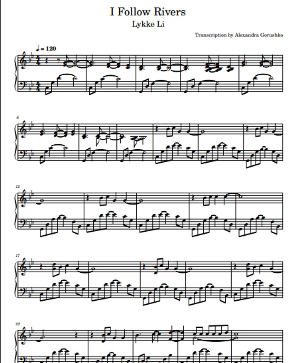 Lykke Li - I follow rivers Sheets by Alexandra Gorushko