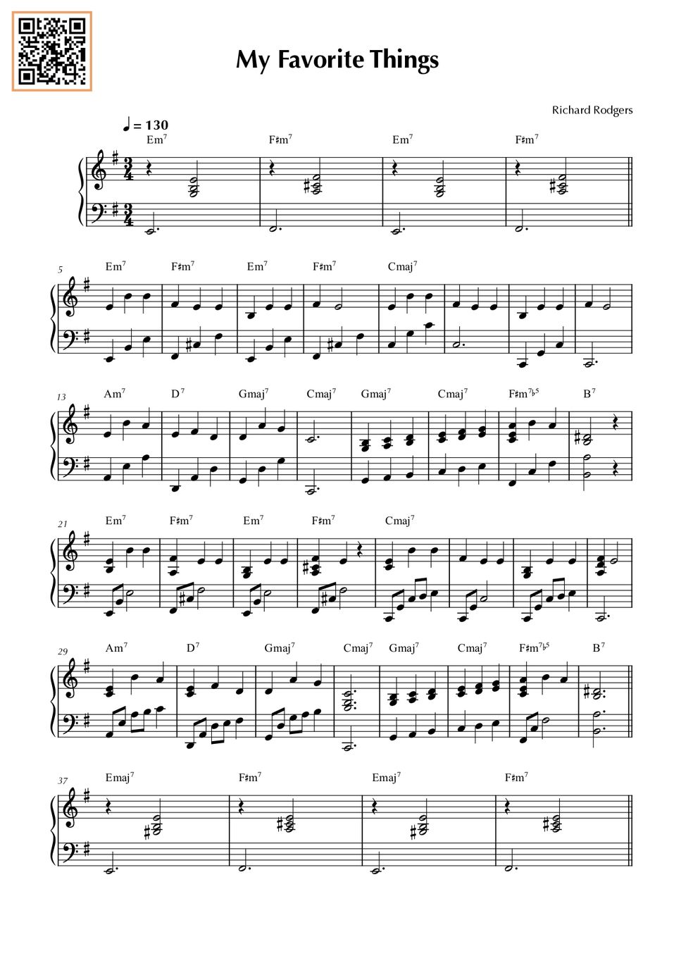 Richard Rodgers - My Favorite Things (Jazz Piano Ver.) 楽譜 by DEUTDAMUSIC