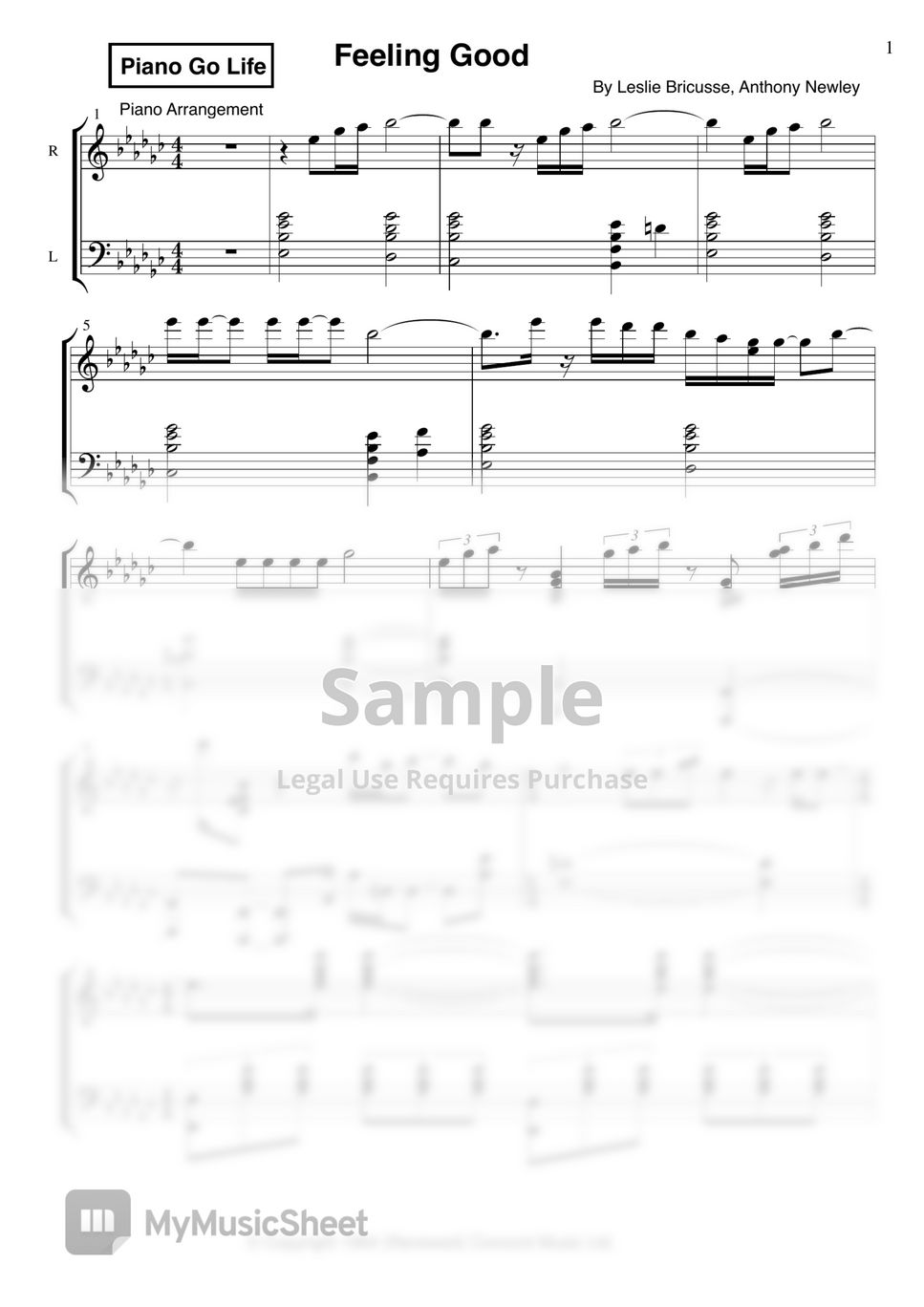 Michael Buble - Feeling Good Spartito by Piano Go Life